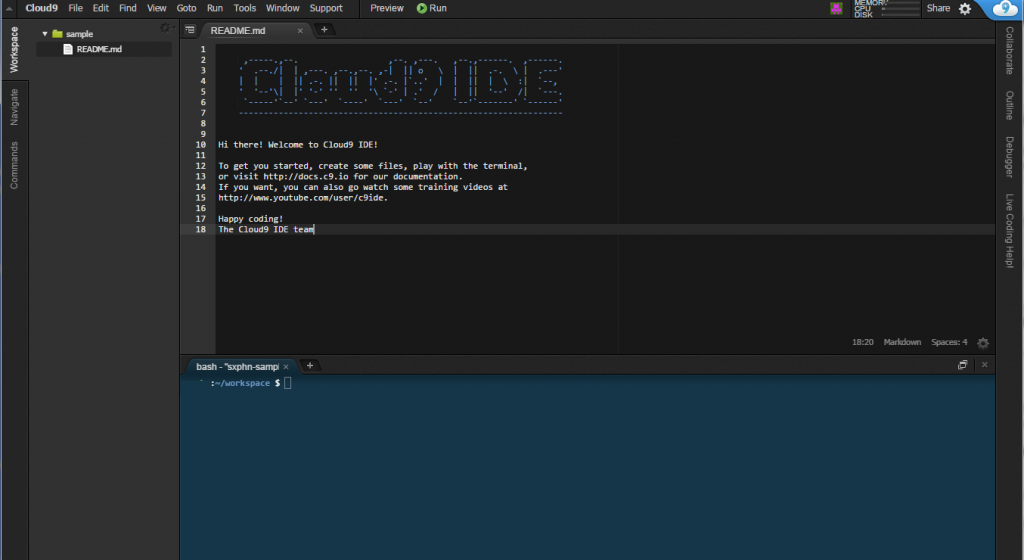 オンラインIDE Cloud9を使ってみる その2 | TECH PROjin