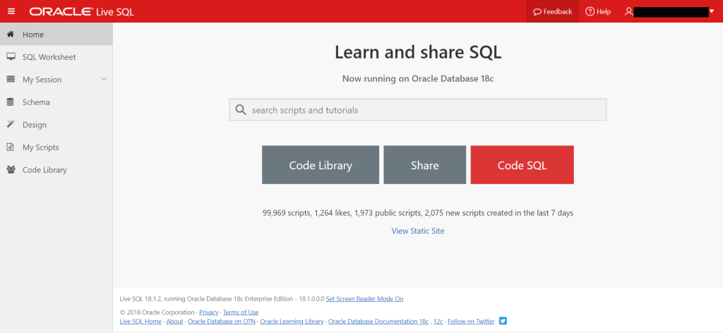 「Oracle Live SQL」を試してみる | TECH PROjin